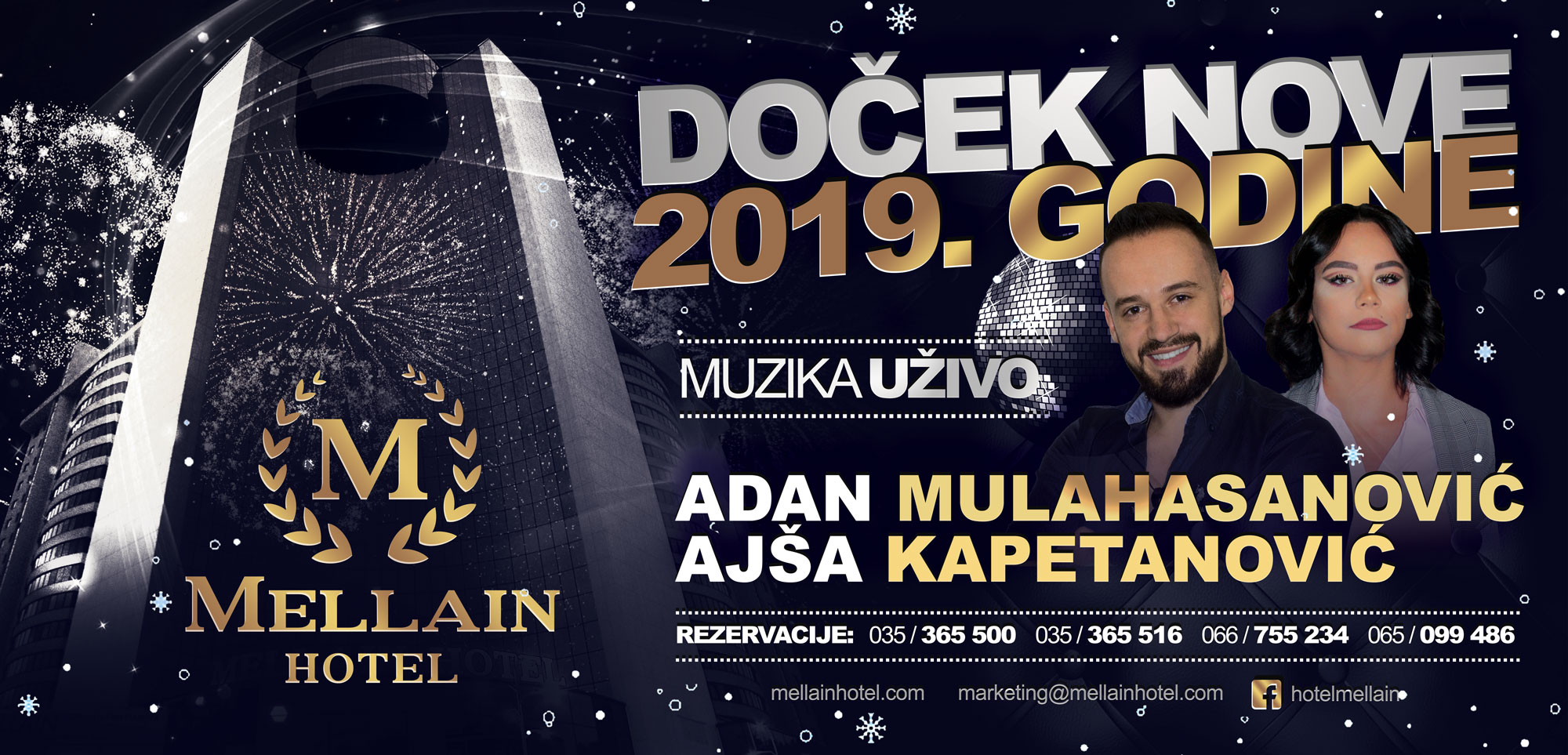 Doček Nove 2019. godine u Hotelu Mellain | Mellain Hotel Tuzla